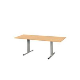 Schäfer Shop Schäfer Shop Pure Besprechungstisch Planova Basic, Rechteck, T-Fuß, B 1800 x T 800 x H 717 mm, Buche/weißaluminium RAL 9006
