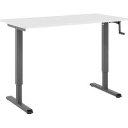 Home-Office-Schreibtisch Multiflex, manuell h&ouml;henverstellbar mit Kurbel, B 1300 x T 650 x H 700-1180 mm, lichtgrau/anthrazit