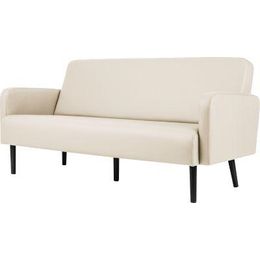Dreisitzer Sofa meet by Paperflow LISBOA, desinfektionsmittelbest&auml;ndiger Kunstlederbezug wei&szlig;, Fu&szlig;gestell schwarz, B 1760 x T 815 x H 830 mm