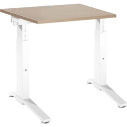 Sch&auml;fer Shop Sch&auml;fer Shop Genius Schreibtisch ERGOSTYLE S, manuell h&ouml;henverstellbar, Rechteck, C-Fu&szlig;, B 800 x T 800 x H 675-895 mm, eiche/wei&szlig;