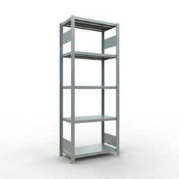 SCHULTE LAGERTECHNIK Fachbodenregal-Stecksystem MULTIplus 250, Grundregal, L&auml;ngenriegel, 2000x750x400 mm, 5 B&ouml;den, verzinkt
