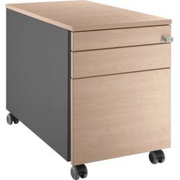 Sch&auml;fer Shop Sch&auml;fer Shop Select Rollcontainer 126, mit Griffnut, B 435 x T 765 x H 577 mm, anthrazit/Eiche-Dekor