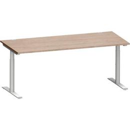 Sch&auml;fer Shop Sch&auml;fer Shop Genius Schreibtisch MODENA FLEX, T-Fu&szlig;-Rundrohr, B 1800 x T 800 mm, Eiche-Dekor/wei&szlig;alu