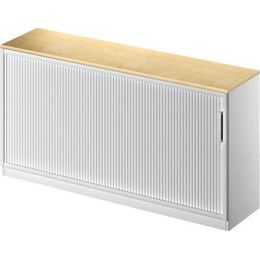 Sch&auml;fer Shop Sch&auml;fer Shop Genius Querrollladenschrank TETRIS SOLID, 2 OH, B 1600 mm, inkl. 19 mm Abdeckplatte, Ahorn-Dekor/wei&szlig;alu/wei&szlig;alu