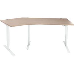 Sch&auml;fer Shop Sch&auml;fer Shop Genius Winkelschreibtisch AERO FLEX, elektrisch h&ouml;henverstellbar, 135&deg; Winkel rechts, B 2165 mm, Eiche/wei&szlig; + Memorypanel