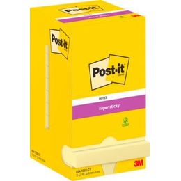 Post-It&reg; Haftnotizen Super Sticky Notes, gelb, 76 x 76 mm, 90 Blatt/Block, 12 Bl&ouml;cke, in Kartonverpackung