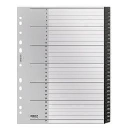 Leitz&reg; Registermappe Recycle, A4, beschreibbar, Universalllochung, zu 100 % recycelbar, Kunststoff, schwarz, Taben 1-31