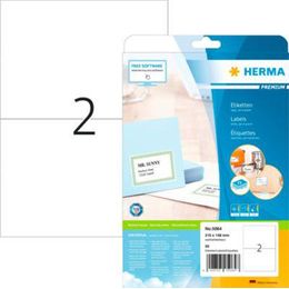 Herma Premium-Adressetiketten Nr. 5064, 210 x 148 mm, selbstklebend, permanenthaftend, bedruckbar, Papier, wei&szlig;, 50 St&uuml;ck auf 25 Blatt