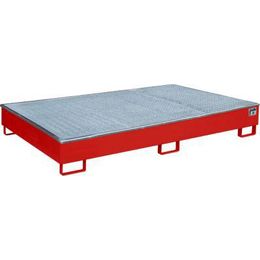 Bauer Regalwanne RW-GR 2200-2 PE, mit PE-Einsatz, mit Gitterrost, L 2165 x B 1315 x H 510 mm, feuerrot RAL 3000