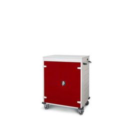 Laptopwagen mit Ladefunktion, 2-Punkt-Verriegelung, Feststellbremse, 16 F&auml;cher, B 920 x T 500 x H 1060, weinrot