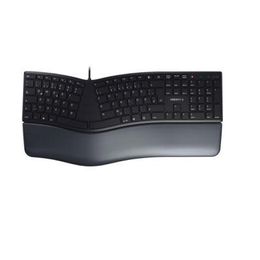 Cherry Tastatur KC 4500 ERGO, deutsches Tastaturlayout, USB, ergonomisch geformt, gepolsterte Handballenauflage, neigbar, mit USB-Kabel, schwarz