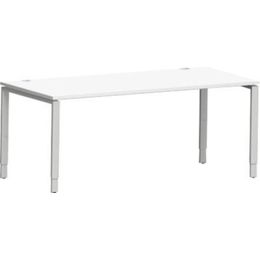 Sch&auml;fer Shop Sch&auml;fer Shop Genius Schreibtisch Modena Flex, Rechteck, 4-Fu&szlig; Rechteckrohr, B 1800 x T 800 x H 650-850 mm, wei&szlig;/wei&szlig;aluminium