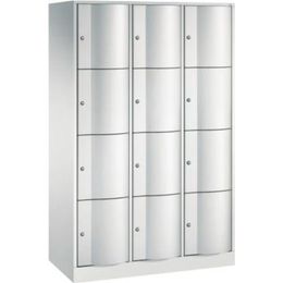 C+P Schlie&szlig;fachschrank Resisto, 3 Abteile, 12 F&auml;cher, B 1148 x T 540 x H 1950 mm, Lichtgrau/Lichtgrau