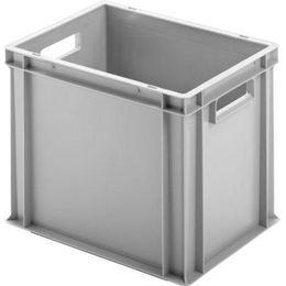 Ringoplast Kunststoffkasten Serie Unista M320, Durchfassgriffe, verrippter Boden, L 400 x B 300 x H 320 mm, grau