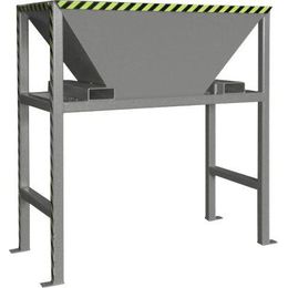 Bauer BTS Bef&uuml;lltrichter, Stahlblech, Standkonstruktion, Einfahrtaschen, lackiert, L 980 x B 1980 x H 2050 mm, mausgrau RAL 7005