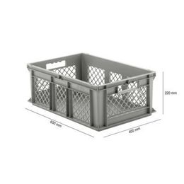 Sch&auml;fer Shop Euro Box Serie EF 6221, aus PP, Inhalt 43,5 L, durchbrochene W&auml;nde, grau, Durchfassgriff