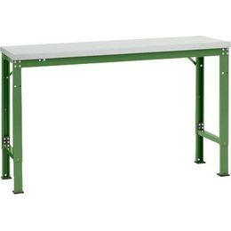 Manuflex Grundtisch UNIVERSAL Spezial, 1500 x 800 mm, Melamin lichtgrau, resedagr&uuml;n