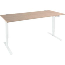 Sch&auml;fer Shop Sch&auml;fer Shop Genius Schreibtisch AERO FLEX, elektrisch h&ouml;henverstellbar, Rechteck, T-Fu&szlig;, B 1800 mm, Eiche/wei&szlig; + Memorypanel