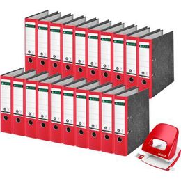 Sparset Leitz&reg; Ordner 1080, 80 mm, 20 St&uuml;ck + Gratis Leitz&reg; Locher NeXXt Serie 5008, rot