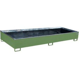 Bauer Regalwanne RW 3300-3 PE, mit PE-Einsatz, B 3262 x T 1312 x H 383 mm, bis 1000 l, Stahl lackiert, resedagr&uuml;n