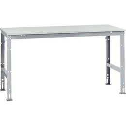 Manuflex Arbeitstisch UNIVERSAL Standard, 1750 x 1000 mm, Melamin lichtgrau, alusilber