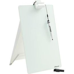 Glas-Notizboard NOBO Diamond, f&uuml;r Schreibtische, B 216 x T 30 x H 297 mm, mit Marker & Montagematerial, wei&szlig;