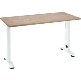 Sch&auml;fer Shop Home Office Tisch Login, C-Fu&szlig;, B 1300 x T 650 mm, Eiche/verkehrswei&szlig;