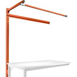 Manuflex Aufbauportal m. Ausleger, Ansatztisch STANDARD Arbeitstisch/Werkbank UNIVERSAL/PROFI, 1500 mm, rotorange