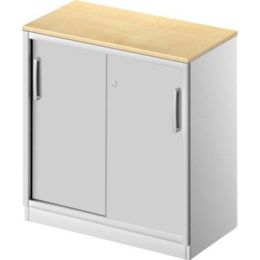 Sch&auml;fer Shop Sch&auml;fer Shop Genius Schiebet&uuml;renschrank TETRIS SOLID, 2 OH, B 800 mm, inkl. 19 mm Abdeckplatte, Ahorn-Dekor/wei&szlig;alu