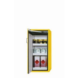 Sicherheitsschrank Typ 90 ASECOS S-CLASSIC-90, Fl&uuml;gelt&uuml;r mit T&uuml;rfeststellanlage, Anschlag links, Front Sicherheitsgelb, B 596 x T 616 x H 1298 mm
