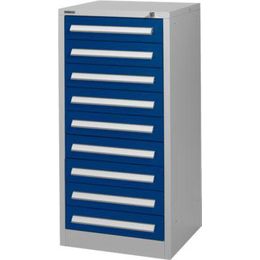 Sch&auml;fer Shop Sch&auml;fer Shop Select Schubladenschrank SF 90, 9 Sch&uuml;be, wei&szlig;aluminium RAL 9006 einzianblau RAL 5010