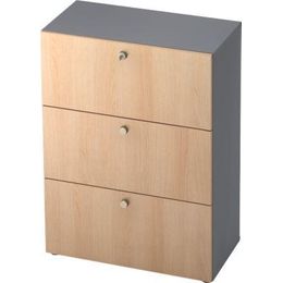 H&auml;ngeregistraturschrank TOPAS LINE, 3 Ordnerh&ouml;hen, mit Vollauszug, graphit/Eiche-Dekor