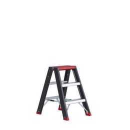 Doppelstufenstehleiter Professional Topline, Aluminium, 6 Stufen, schwarz