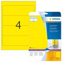 Herma Ordneretiketten A4, 192 x 61 mm, permanent haftend/bedruckbar, 80 St&uuml;ck, gelb
