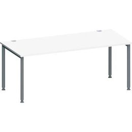 Schäfer Shop Schäfer Shop Genius Schreibtisch MODENA FLEX, 4-Fuß-Rundrohr, B 1800 x T 800 mm, weiß/anthrazit