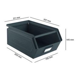 Sch&auml;fer Shop Sch&auml;fer Shop Select Sichtlagerkasten mit Tragestab, Stahl, L 357 x B 211 x H 145 mm, 8,5 l, 60 kg, RAL 5008 (graublau)