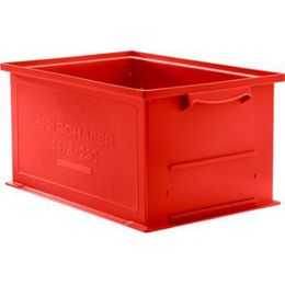 Sch&auml;fer Shop Stapelkasten Serie 14/6-230, aus Polypropylen, mit Griffmulde, Inhalt 26 L, rot