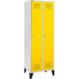 Sch&auml;fer Shop Sch&auml;fer Shop Genius Kleiderspind mit F&uuml;&szlig;en, 2 Abteile, 300 mm Abteilbreite, Sicherheitsdrehriegelverschluss, rapsgelb