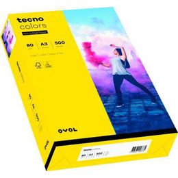 Farbiges Kopierpapier tecno colors, DIN A3, 80 g/m&sup2;, intensivgelb, 500 Blatt