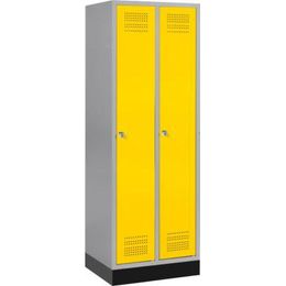 Sch&auml;fer Shop Sch&auml;fer Shop Genius Kleiderspind mit Sockel, 2 Abteile, Zylinderschloss, wei&szlig;aluminium/gelb
