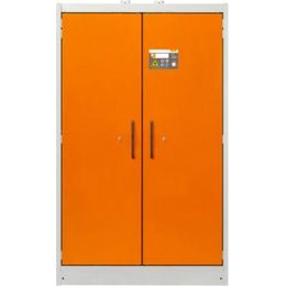 CEMO Sicherheitsschrank Typ 90 PROline 12/20, selbstschlie&szlig;ende T&uuml;ren, B 1200 x T 600 x H 1950 mm, 66 Liter, grau/orange