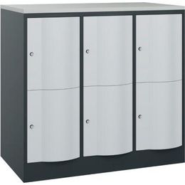 C+P Schlie&szlig;fachschrank Resisto, 3 Abteile, 6 F&auml;cher, B 1148 x T 640 x H 1077 mm, Anthrazitgrau/Lichtgrau