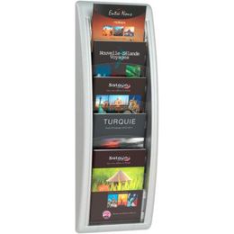 Prospektwandhalter PAPERFLOW Quickfit, 5 F&auml;cher im Format DIN A5, B 228 x T 95 x H 650 mm, Polystyrol, alufarben