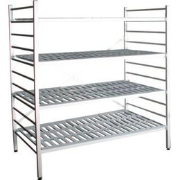 Aluminium-Steckregal, Grundfeld, mit 4 Kunststoff-Rost-Fachb&ouml;den, H 1800 x B 1500 x T 600 mm