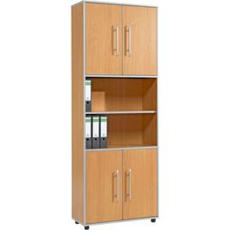 Sch&auml;fer Shop Sch&auml;fer Shop Select Kombischrank Moxxo IQ, Holz, 4 Fl&uuml;gelt&uuml;ren, 2 offene F&auml;cher, 6 OH, B 801 x T 362 x H 2166 mm, Buche-Dekor