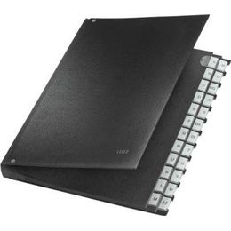 Leitz&reg; Pultordner, f&uuml;r DIN A4, alphabetisch, 26 F&auml;cher, Graupappe, schwarz
