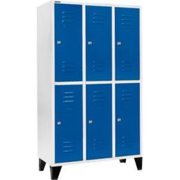 Sch&auml;fer Shop Sch&auml;fer Shop Select Kleiderspind, mit 3 x 2 Abteilen, 400 mm, mit F&uuml;&szlig;en, Zylinderschloss, T&uuml;r enzianblau