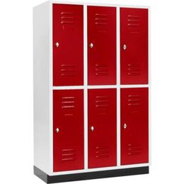 Sch&auml;fer Shop Sch&auml;fer Shop Select Kleiderspind, mit 3 x 2 Abteilen, 400 mm, mit Sockel, Drehriegelverschluss, T&uuml;r rubinrot