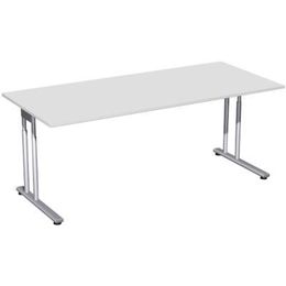 Schreibtisch PALENQUE, C-Fu&szlig;, Rechteck, B 1800 x T 800 x H 680-820 mm, lichtgrau