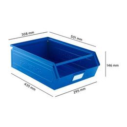 Sch&auml;fer Shop Sch&auml;fer Shop Select Sichtlagerkasten, mit Tragestab, 18,5 l, 80 kg, L 501 x B 308 x H 146 mm, Stahl, RAL 5015 (himmelblau)